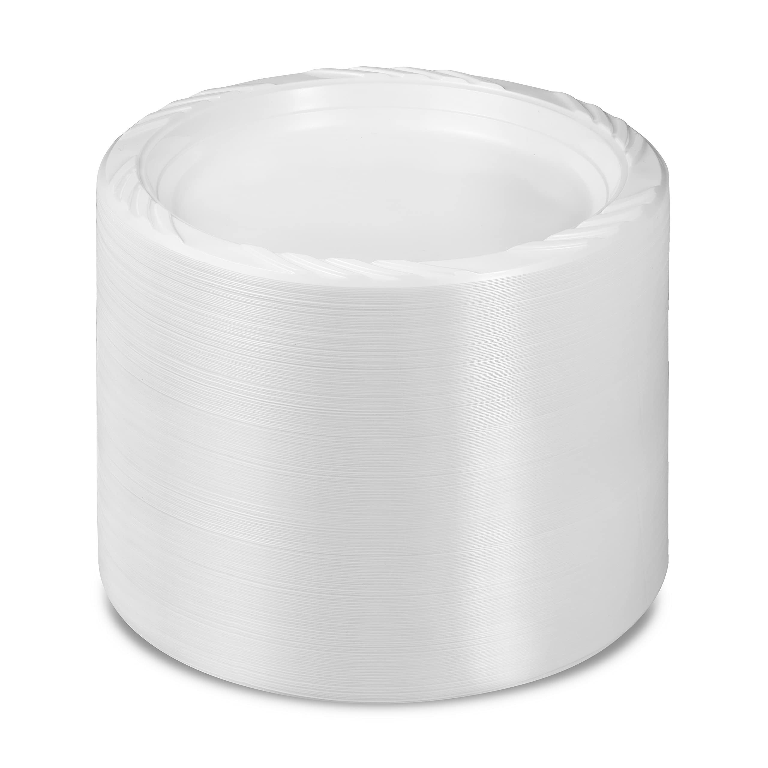 Munfix 200 White Plastic Plates Set - 6 Inch Plastic Dessert Plates, Disposable Plates Bulk Pack, Party Plates for BBQ, Picnic, Parties, Travel and Events, Microwavable Recyclable
