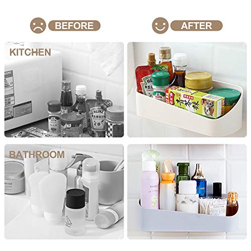 QIVANLIFE Shower Caddy Basket Shelf,Bathroom Shower Storage Organizer Wall Mounted Bathroom Shelf with Adhesive,Shampoo Holder Organizer,Storage Rack for Toilet, Kitchen Spice Racks Holder (Grey)