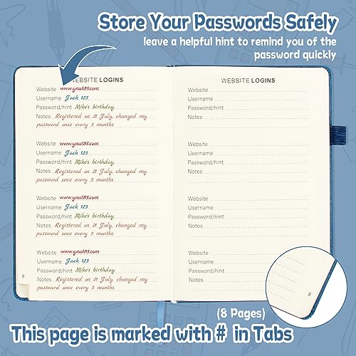 DAOFARY Address Book with Alphabetical Tabs - Small Address Keeper Book (5.3 * 7.6 in) with Inner Pocket, Hardcover Address Notebook for Store Your Important Informations (Blue Haze)