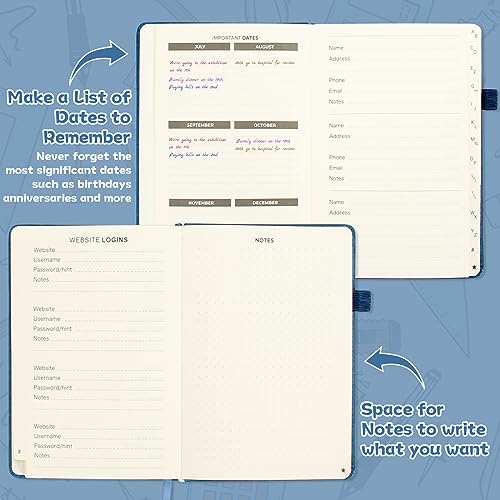 DAOFARY Address Book with Alphabetical Tabs - Small Address Keeper Book (5.3 * 7.6 in) with Inner Pocket, Hardcover Address Notebook for Store Your Important Informations (Blue Haze)