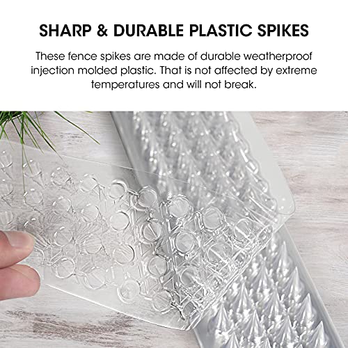 Touri 24 Pack 33ft Outdoor Transparent Clear PVC Bird Defender Spikes Strips for Indoor Outdoor use Keep Pigeon, Squirrel Off