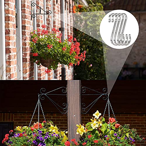S-Shaped Hooks Heavy Duty 12 Packs,304 Stainless Steel Hook,Multi-Functional Flat Hook,S Hook,Hooks Closet,Hooks Plants,Hooks for Hanging Pot,Pan,Cups, Plants,Bags, Jeans,Towels (12, XX-Large)