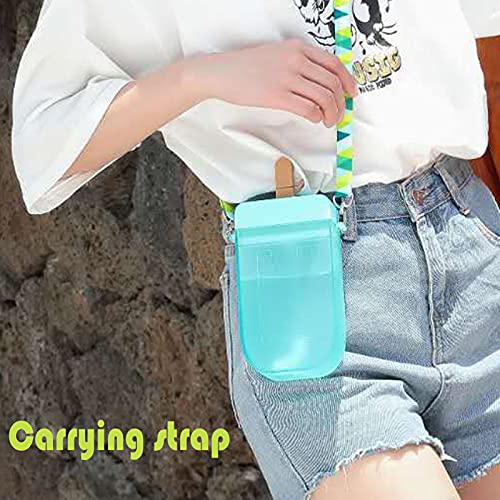Mr.Dai Cute Water Bottles with Straws for Kids,Unique Kawaii Popsicle Shaped Plastic Leakproof Kettle 300ML,Adjustable Shoulder Strap Transparent Water Juice Drinking Jug BPA Free (blue)