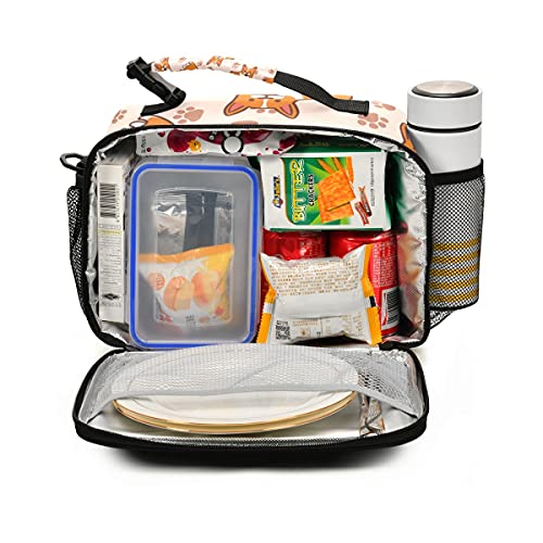 Corgis Paw Lunch Bag, Reusable Cooler Lightweight Tote Bag for Men, Women, Lunch box with Adjustable & Removable Shoulder Strap
