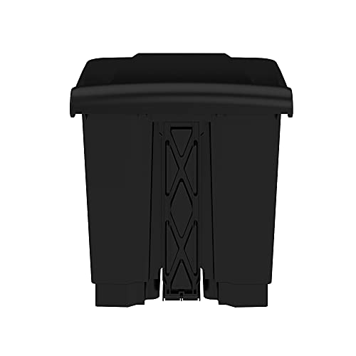 Safco Products Plastic Step-On Trash Can for Hands-Free Disposal, Great for Home/Commercial Use, 8 Gallon, Black (9924BL)