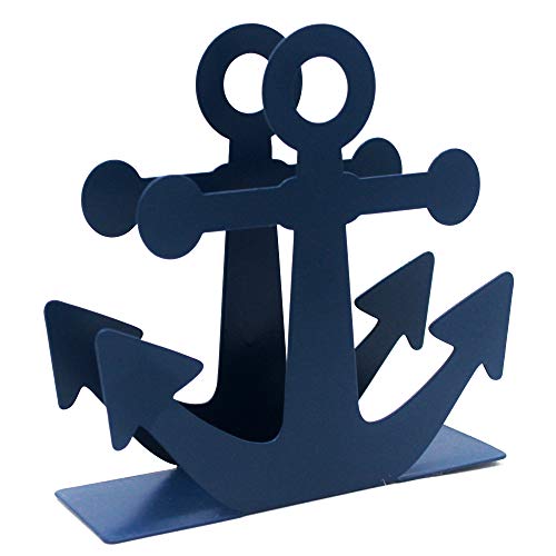 BetyHom Vintage Metal Nautical Anchor Napkin Holder (BLUE)