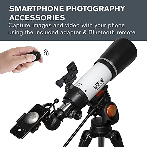 POPULAR SCIENCE AstroMaster 80mm β Portable Refractor Telescope β Ideal Telescope for Beginners β Bonus Digiscoping Smartphone Adapter and Bluetooth