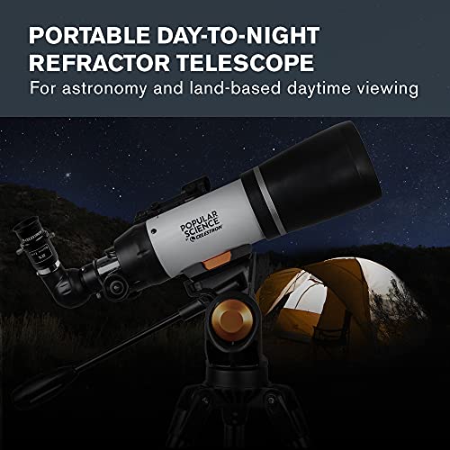 POPULAR SCIENCE AstroMaster 80mm β Portable Refractor Telescope β Ideal Telescope for Beginners β Bonus Digiscoping Smartphone Adapter and Bluetooth