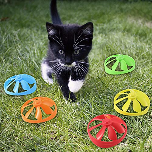 15 Pieces Cat Fetch Toys Colorful Flying Propellers Cat Chasing Flying Propeller Cat Playing Toy for Interactive, Exercising, Training, Hunting, Chasing, Batting, 5 Colors