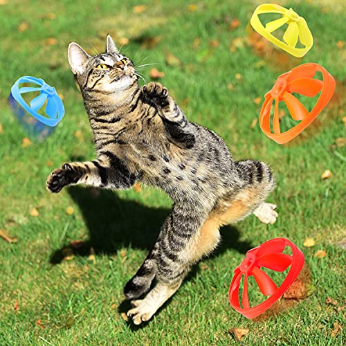 15 Pieces Cat Fetch Toys Colorful Flying Propellers Cat Chasing Flying Propeller Cat Playing Toy for Interactive, Exercising, Training, Hunting, Chasing, Batting, 5 Colors
