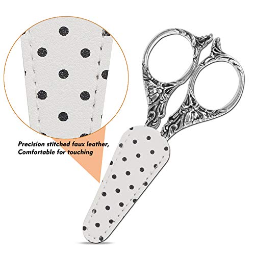 Hisuper 2 Pairs Crafting Scissors 4.5 Inch Sewing Scissors Small Sharp Craft Scissors with Leather Scissors Cover Embroidery Scissor Shears for Fabric Needlework Crochet Threading Tool