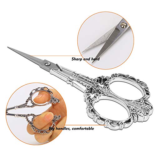 Hisuper 2 Pairs Crafting Scissors 4.5 Inch Sewing Scissors Small Sharp Craft Scissors with Leather Scissors Cover Embroidery Scissor Shears for Fabric Needlework Crochet Threading Tool