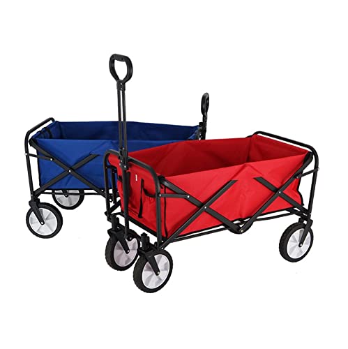 ZHYH Portable Utility Wagon Home Garden Wagon Cart with Storage Basket Folding Cart Camping Cart Outdoor Wagon 4 Wheels Beach Trolley (Color : White-Dinosaur Doodle4)