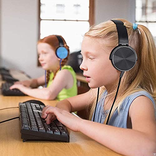 Factorymall Classroom Headphones Bulk 10 Pack Student headsets, Durable Earphones Comfy Swivel Class Set School, Library, Children, Kids for Online Learning and Travel (10 Black)