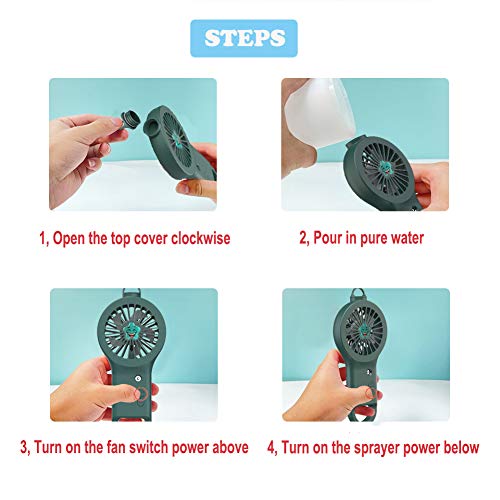 ZOMFOM Nano Misting Fan, Mist Spray Pores Water SPA Moisturizing Hydrating Face Sprayer USB Rechargeable, Spray Water Mist Fan, Nano Handheld Misting Fan with 2 button (ArmyGreen)
