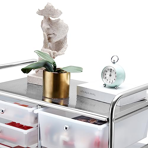 Homgava Rolling Storage Cart and Organizer with 12 Plastic Drawers-4 Lockable Casters for School Office Home Beauty Salon(White)