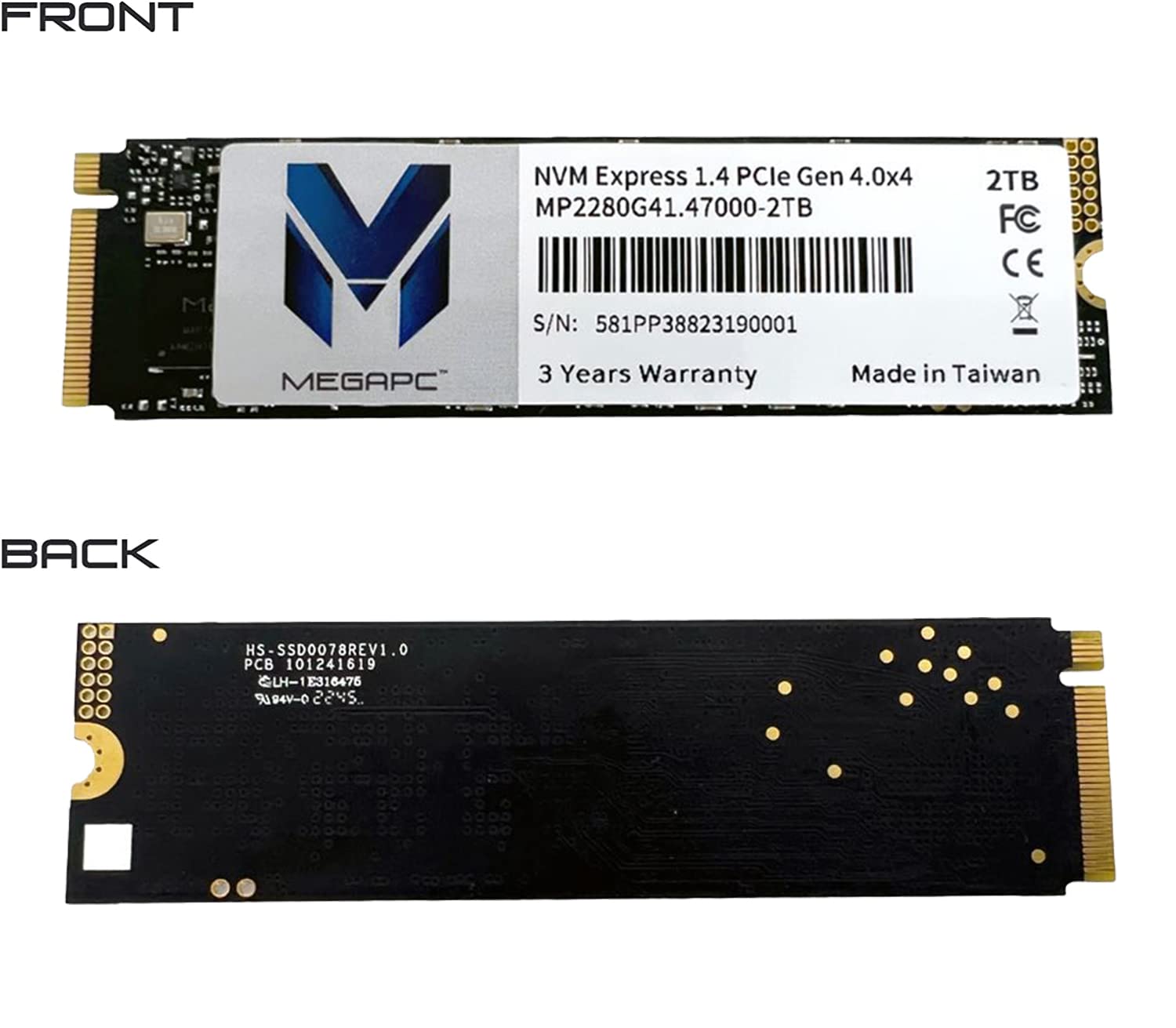 MegaPC PCIe SSD 2TB NVMe M.2 2280 Internal Solid State Hard Drive, Interface PCIe Gen 4.0 x4, Speed Up to 7000 mb/s, Storage and Memory Expansion for Gaming Computer PC Desktop Laptop AIO