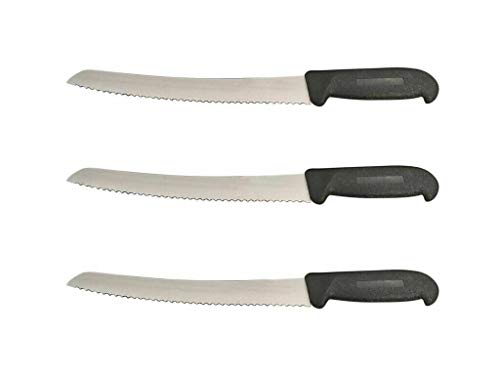 10 in. Curved Bread Knife- Cozzini Cutlery Imports - Serrated - Great for Sandwiches (3 Pack - 10" Curved Bread)