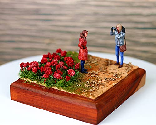 40 Pcs Flower Cluster Flower Vegetation Groups Grass Tufts Miniature Static Scenery Model for DIY Architecture Building Model Railway Train Diorama Garden Scenery Landscape Layout (Red)