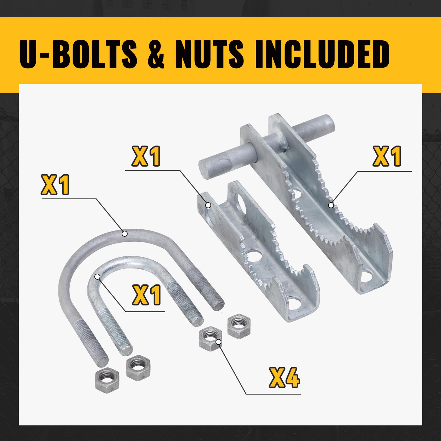 VIVIDA Chain Link Gate Hinge, 180 Degree Commercial Gate Hinge for Chain Link Fence, Heavy Duty, Fit 2-3/8" OD Post & 1-5/8" Thru 1-7/8" Frame, Galvanized Steel, 1 Pack