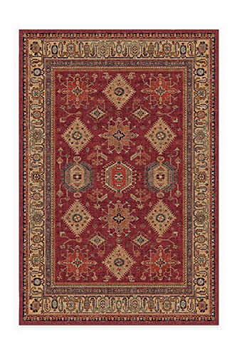 RUGGABLE Cambria Washable Rug - Perfect Vintage Area Rug for Living Room Bedroom Kitchen - Pet & Child Friendly - Stain & Water Resistant - Ruby 6'x9' (Standard Pad)