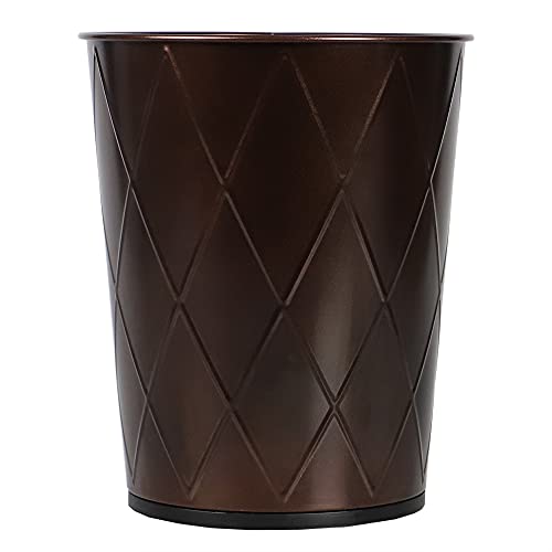 Home Basics Open Top Waste Bin | Non-Skid Base | 8 Lt Capacity | Measures 9.5" x 10.25" | Made from Steel (Diamond Design, Bronze)