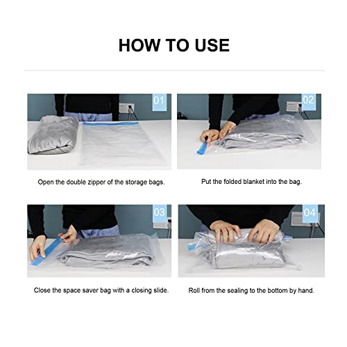 Space Saver Bags Vacuum Storage Bags Compression Travel Packing Bags 10 Packs Roll Up Travel Bags No Vacuum or Pump Needed