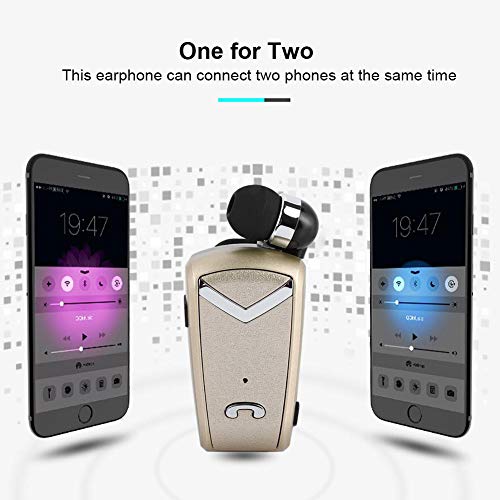 EBTOOLS Fineblue Bluetooth Headset, Portable Wireless Retractable in Ear Business Lavalier Earphone(Gold)