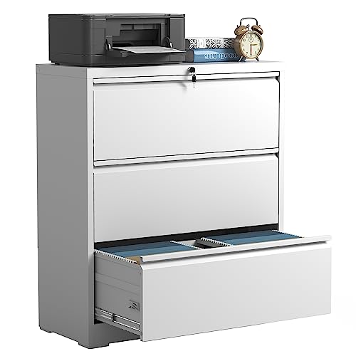 IKIMI Lateral File Cabinets with Drawer,Metal Lateral Filing Cabinet for Home Office,Wide Steel Storage Cabinet Commercial Drawer Cabinet for Legal/Letter/A4 Size Files
