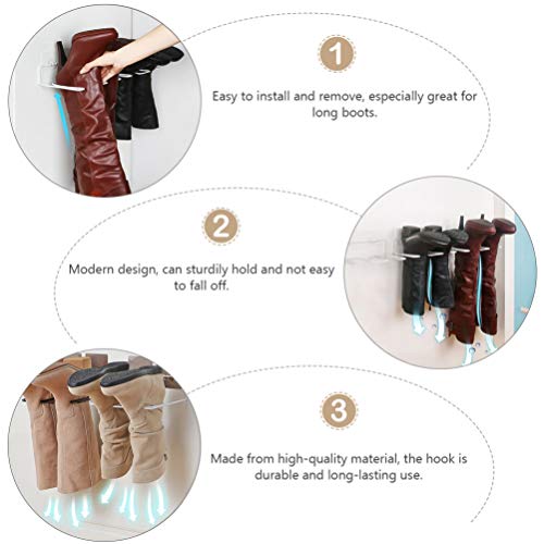 Holibanna Wall Mounted Shoe Rack 2pcs Wall Mount Boot Hanger Steel Shoes Holder Storage Organizer White Shoe Organizer Rack