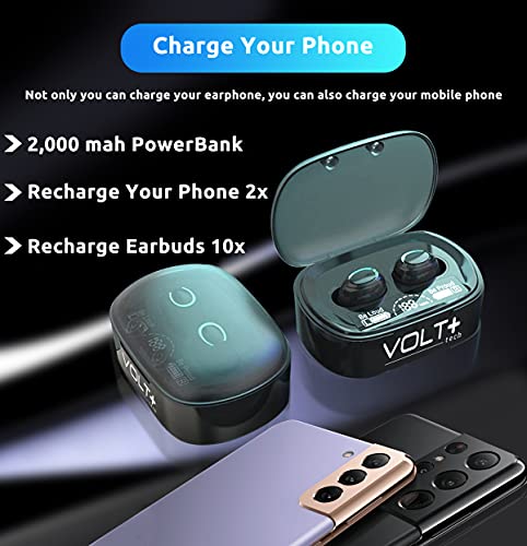 Wireless V5.1 PRO Earbuds Works for Motorola One 5G/Edge/Edge+/Razr 2020/Z Flip/Z Play/Moto IPX3 Bluetooth Touch Waterproof/Sweatproof/Noise Reduction with Mic (Black)