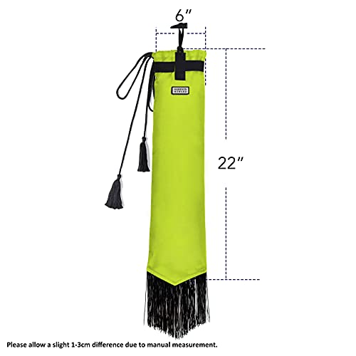 Harrison Howard Shinewell Horse Tail Bag with Toggle and Tassels-Fluorescent Green