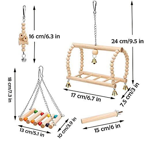 Diaertiny Bird Parrot Swing Chewing Toys 8 Pack Natural Safety Wood for Small Parakeets, Cockatiels, Finches,Budgie and Small&Medium Birds