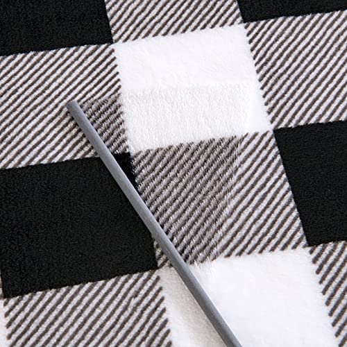 MIULEE Buffalo Plaid Fleece Throw Blanket for Sofa Couch Bed, Black and White Checkered Decor, Super Soft Lightweight Cozy Warm Fuzzy Geometric Microfiber Flannel Twin Size Blanket, 60" X 80"