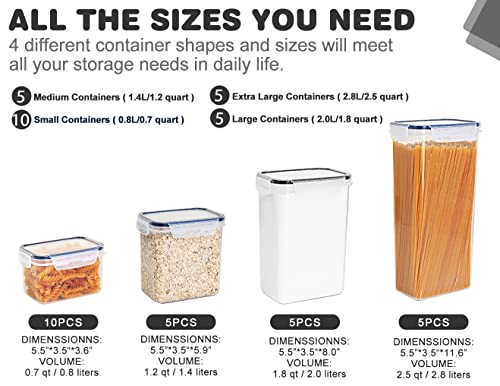 Airtight Food Storage Containers Set, RAZCC 25 PACK Cereal Storage Containers for Kitchen and Pantry Organization BPA Free Kitchen Canisters for Cereal, Rice, Flour & Oats, Free Marker and Labels