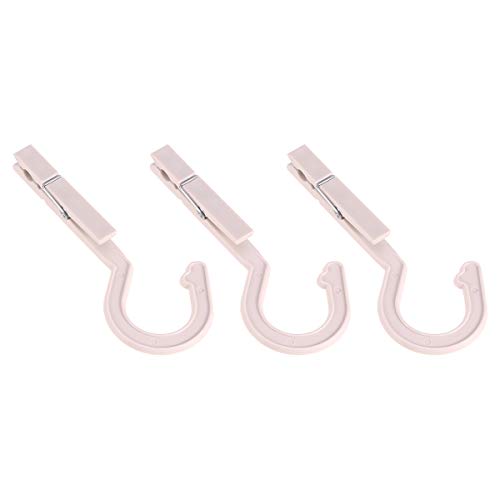 DOITOOL Clothespins, 3PCS Portable Hanging Clothes Clips Multifunctional Plastic Windproof Clothespins for Sock Underwear Pants for Travel Home (Beige)