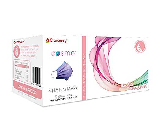 Cranberry USA C2700CB Cosmo Earloop Face Mask, Disposable, Blue (Pack of 50)