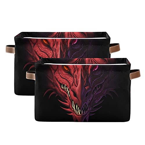 3D Magical Animal Dragon Storage Bins Basket, Collapsible Storage Cube Rectangle Storage Box with Handles for Shelf Closet Nursery Bedroom Home Office 1 Pack