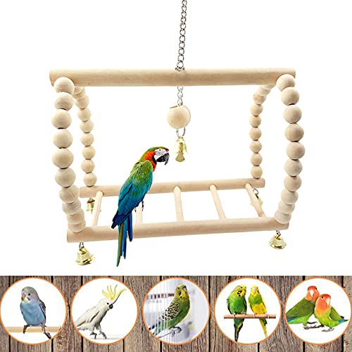 Diaertiny Bird Parrot Swing Chewing Toys 8 Pack Natural Safety Wood for Small Parakeets, Cockatiels, Finches,Budgie and Small&Medium Birds