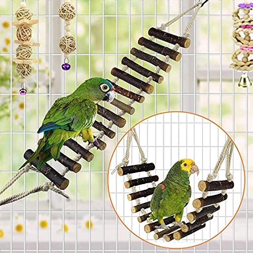 Diaertiny Bird Parrot Swing Chewing Toys 8 Pack Natural Safety Wood for Small Parakeets, Cockatiels, Finches,Budgie and Small&Medium Birds