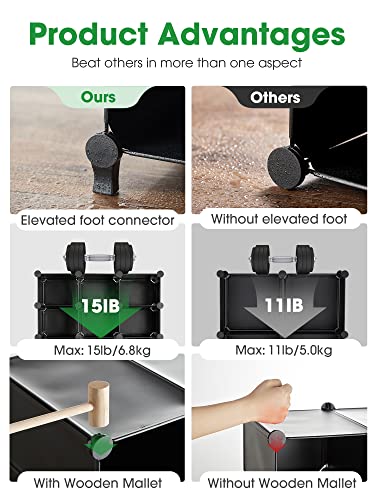 Puroma Cube Storage Organizer 6-Cube Closet Storage Shelves Cube Storage Organizer 12-Cube Closet Storage Shelves with Wooden Mallet