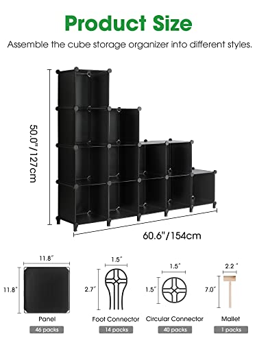 Puroma Cube Storage Organizer 6-Cube Closet Storage Shelves Cube Storage Organizer 12-Cube Closet Storage Shelves with Wooden Mallet