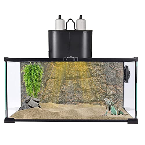 Dual Reptile Light Fixture Terrarium Heat Lamps Deep Lamp Dome Reptiles Lighting Heating Lamp Combo Holder for Iguana,Tortoise,Hamster,Snake,Habitat Independent Control without Bulbs 150w black