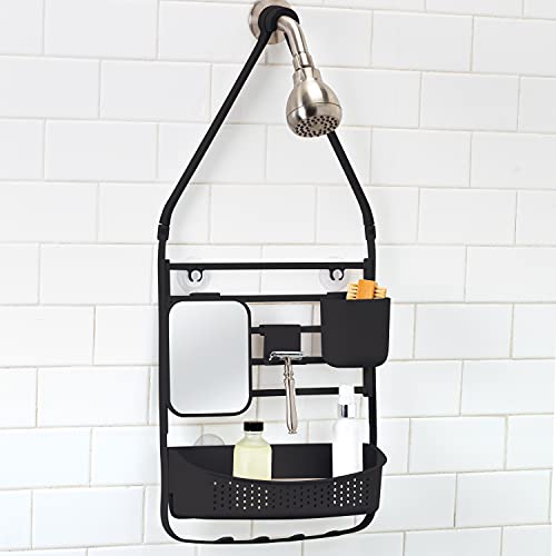 Bath Bliss Deluxe Flex Adjustable Shower Caddy | 2 Hanging Options | Customizable Accessories | Bathroom Storage | Matte Black