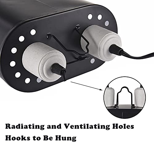 Dual Reptile Light Fixture Terrarium Heat Lamps Deep Lamp Dome Reptiles Lighting Heating Lamp Combo Holder for Iguana,Tortoise,Hamster,Snake,Habitat Independent Control without Bulbs 150w black