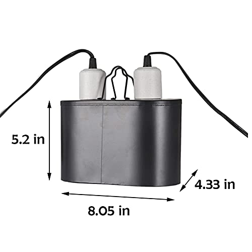 Dual Reptile Light Fixture Terrarium Heat Lamps Deep Lamp Dome Reptiles Lighting Heating Lamp Combo Holder for Iguana,Tortoise,Hamster,Snake,Habitat Independent Control without Bulbs 150w black