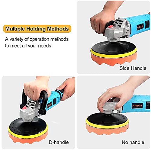 PHOEROS Buffer Polisher,7 inch Car Buffer Polisher kit with 7 Variable Speed, 4 Pads, Tool Bag for Car Polishing Sanding and Waxing Sealing Glaze