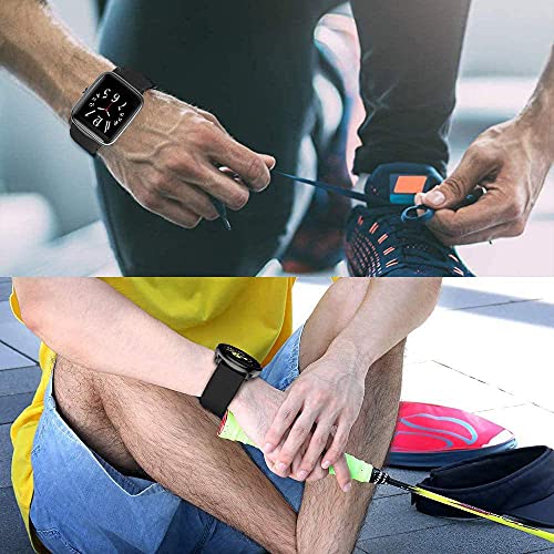 ViCRiOR Bands Compatible with 19mm ID205L Veryfitpro Smart Watch, Quick Release Soft Silicone Fadeless Pattern Printed Floral Replacement Band for ID205L, ID205G ID205 ID205U ID205S, Black