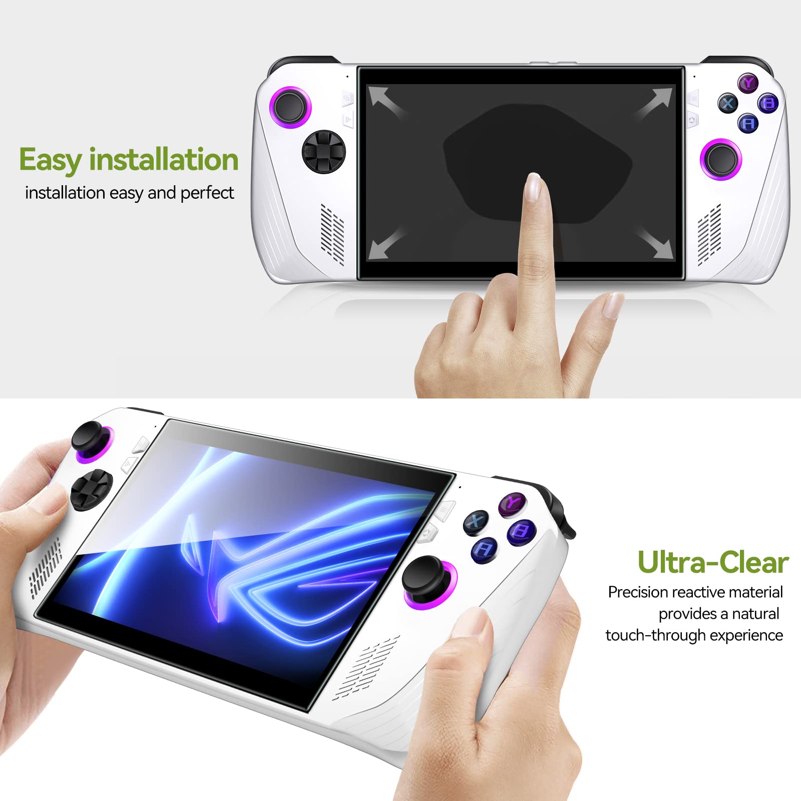 ivoler 3-Pack Tempered Glass Screen Protector for ASUS ROG Ally/ASUS ROG Ally X 7'' 2024/ MSI Claw A1M 2024 Gaming Handheld 7 inch 2023, Transparent HD Clear Screen Protector Bubble Free