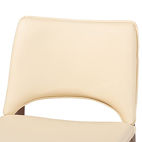 Baxton Studio Afton Dining Chair Set Beige Faux Leather Upholstered and Walnut Brown Finished Wood 2-Piece Dining Chair Set